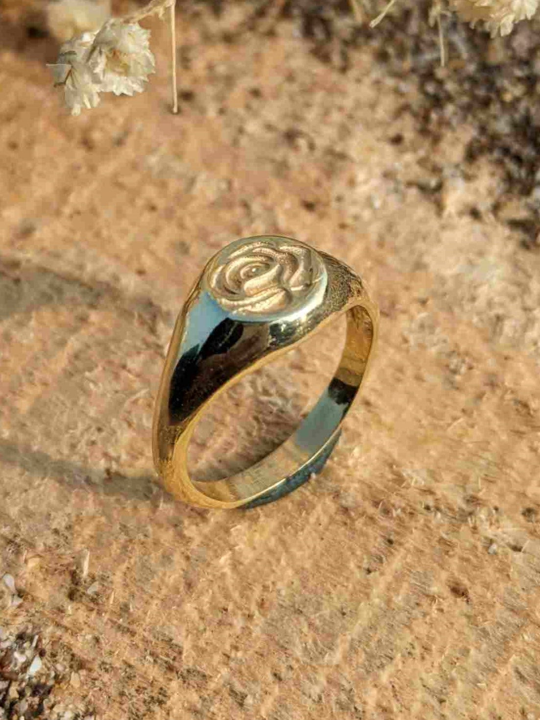 Signet Silver Ring | Fluer Rose Engraving Ring | 925 Sterling Silver ...