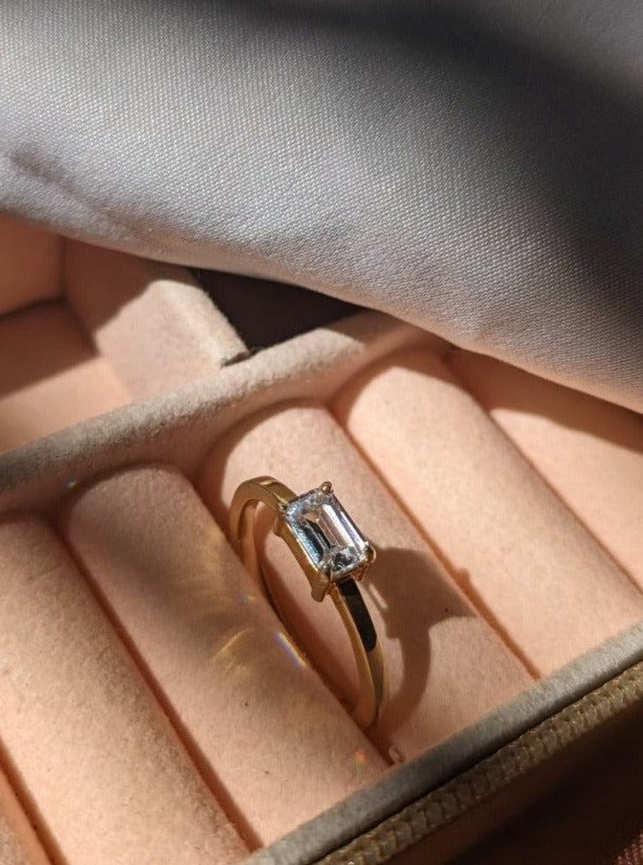 925 Sterling Silver Ring | Emery Emerald Diamond Ring | Minimal Daily ...